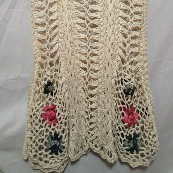 Venice Blu | Tops | Cream Open Weave Crochet Long Tunic Overlay Top ...